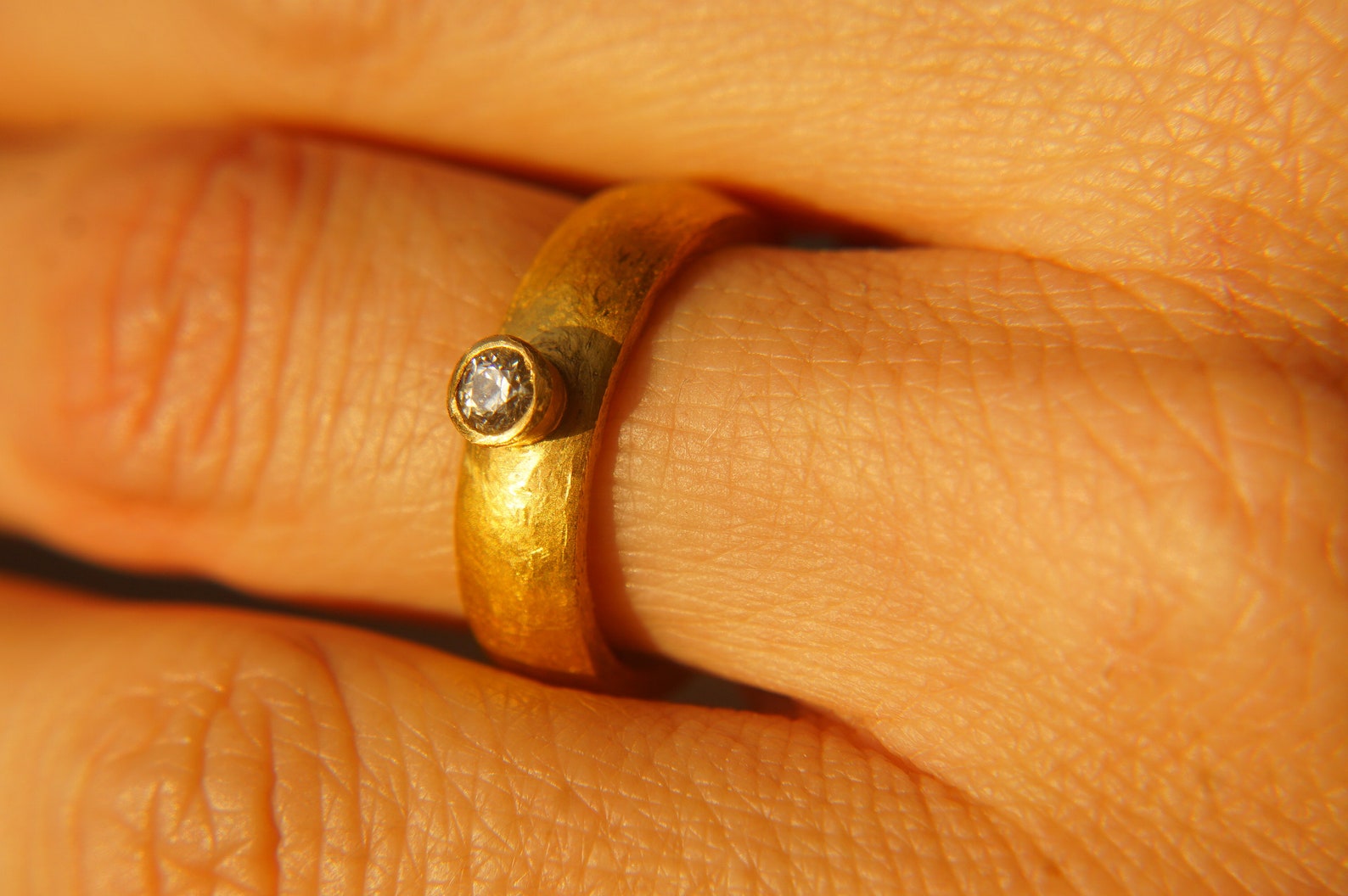 Gold Diamond Ring//24k Gold Diamond Ring//diamond Engagement - Etsy