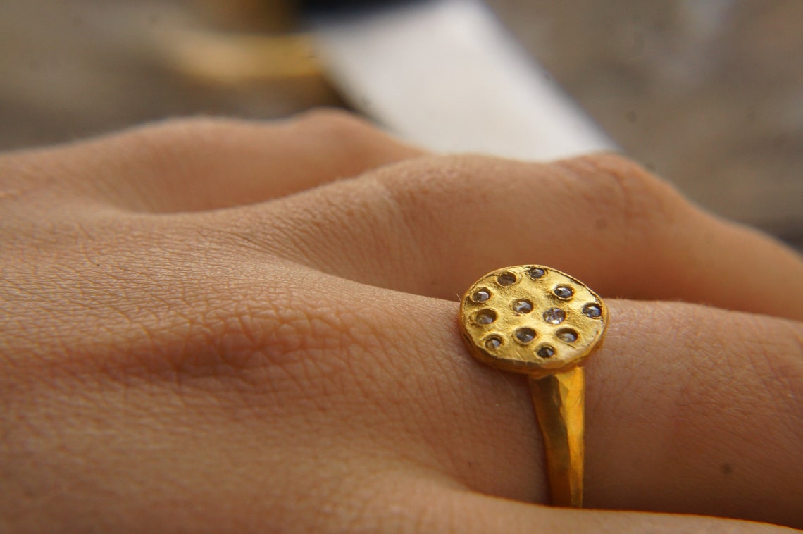 24k Diamonds Statement Ring//24k Diamond Ring//unique Diamond | Etsy