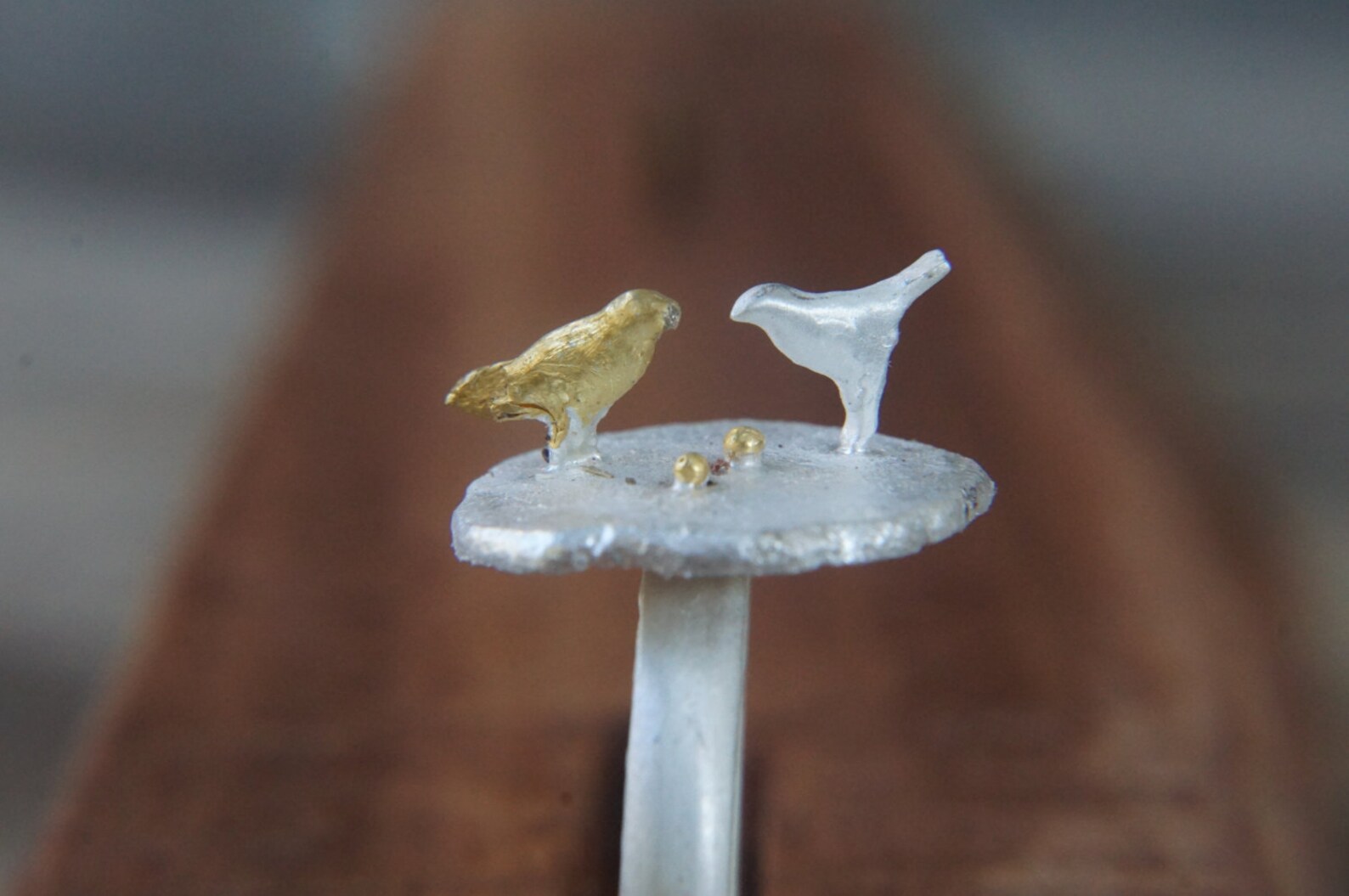 Birds Ring unique Ring 24k Gold Ring Silver and Gold Ring - Etsy