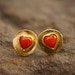 Solid 22k Gold//red Heart Earrings//22k Gold Studs// 22k Gold - Etsy