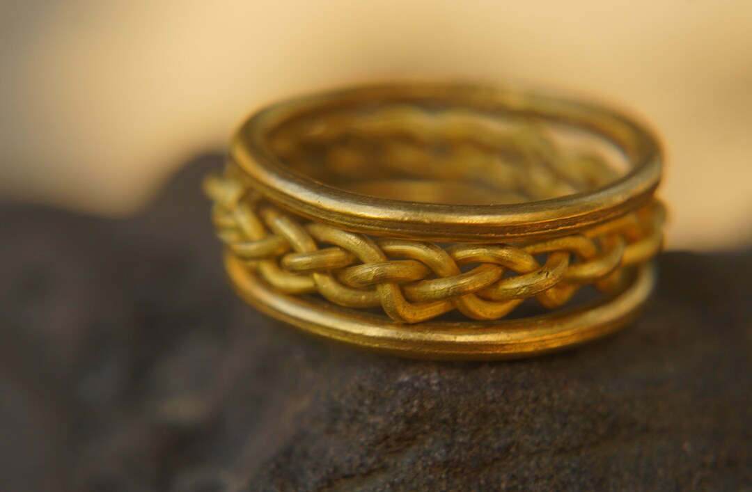 24k Gold Braided Ring//24k Braided Stacking Ring//artisan 24k Gold Ring ...