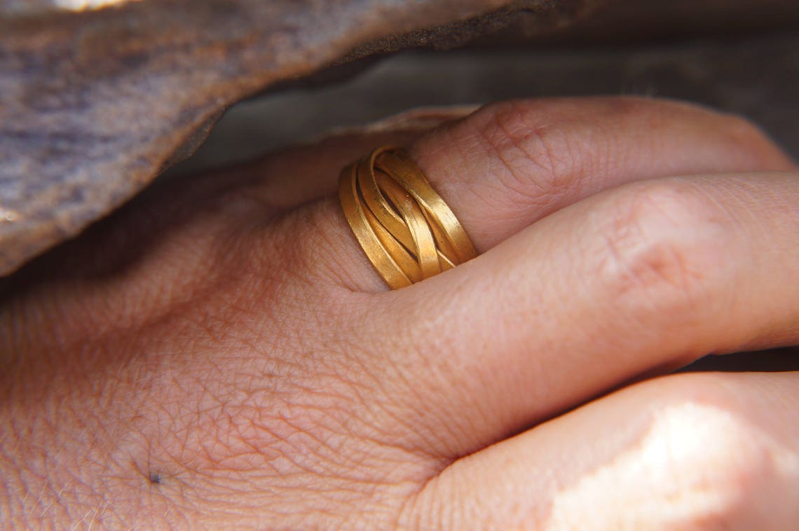 24k Gold Band//24k Hammered Ring//artisan Hammered - Etsy