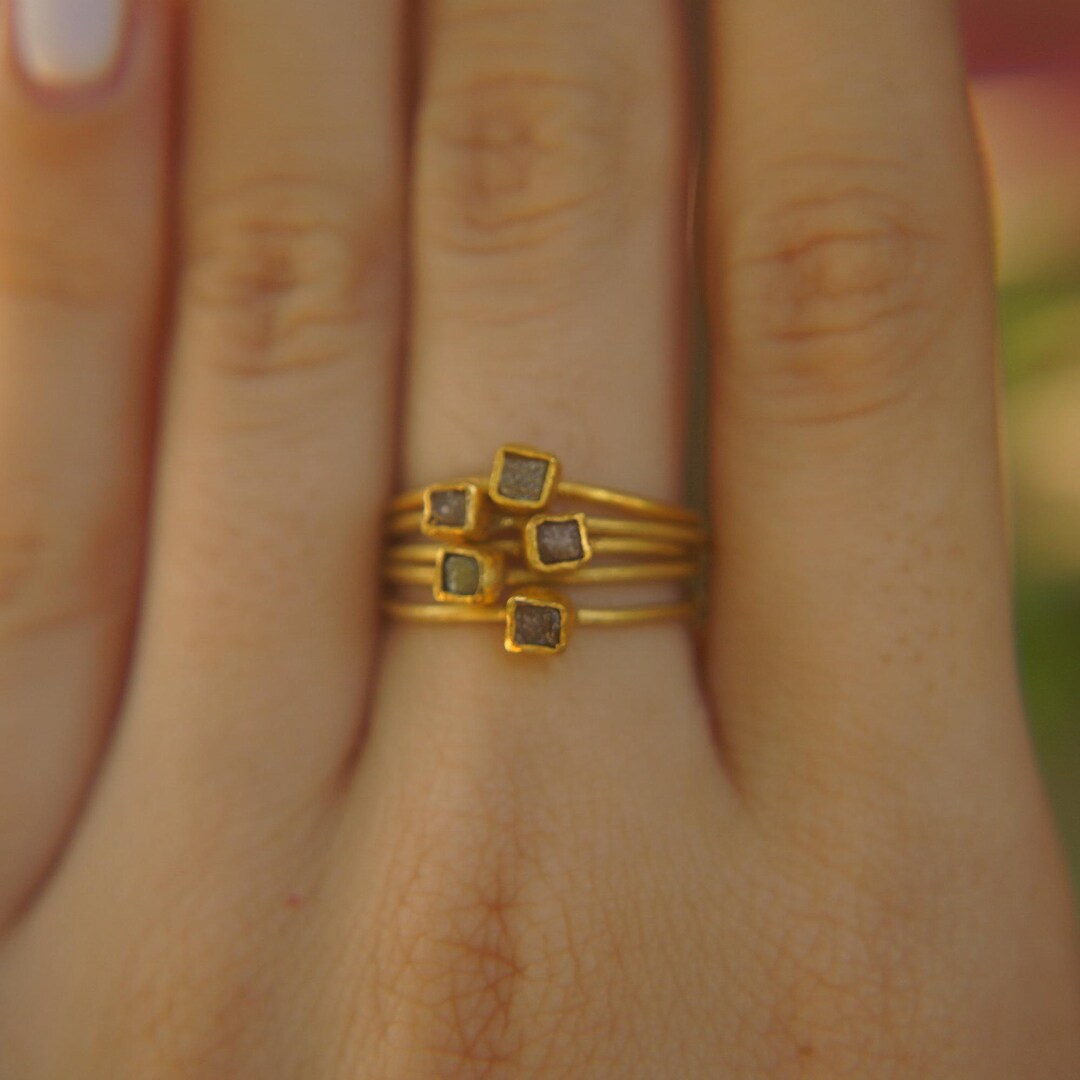Artisan Engagement Ring//24k Gold Cubic Diamond Ring//unique Engagement ...