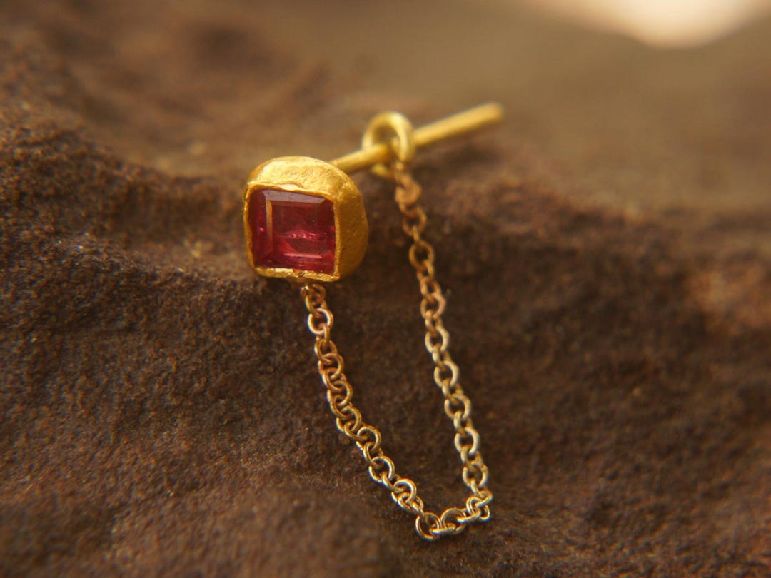 Solid 24k Gold//red Ruby Studs//red Ruby Earrings//ruby Stud Earrings ...