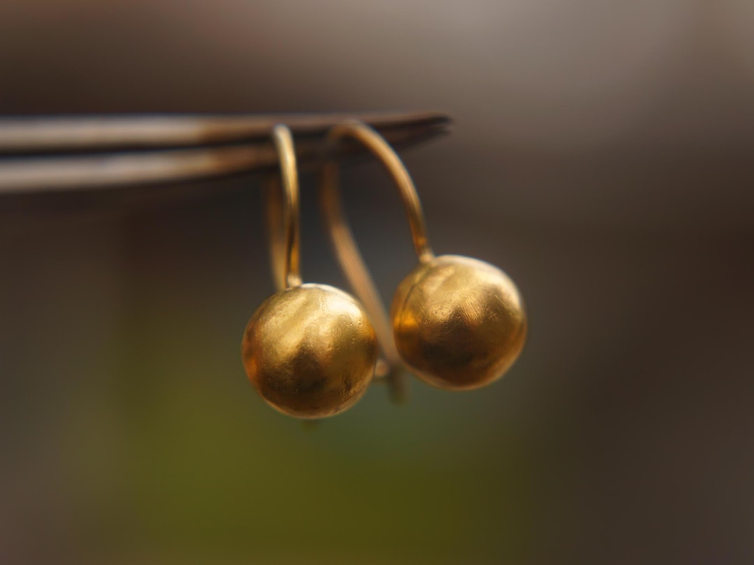 24k Gold Ball Dangle//ball Gold Dangle//artisan Gold Dangle//24k Gold ...