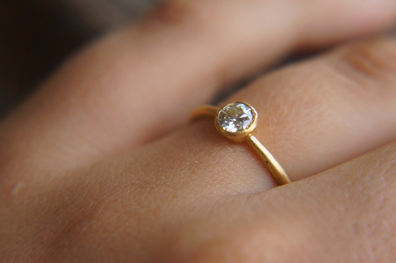 Gold Diamond Ring//24k Gold Diamond Ring//diamond Engagement | Etsy