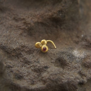 24K Gold Ruby Nose Studs//gold Nose Stud//solid Gold Nose Piercing ...