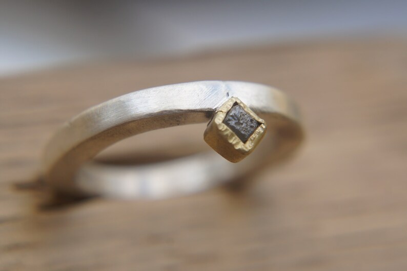 Raw Engagement Ring 22K Gold and Rough Cubic Diamond - Etsy