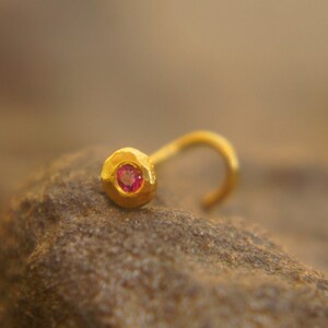 24K Gold Ruby Nose Studs//gold Nose Stud//solid Gold Nose Piercing ...
