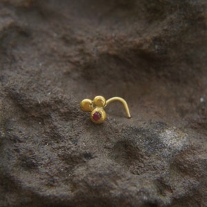 24K Gold Ruby Nose Studs//gold Nose Stud//solid Gold Nose Piercing ...