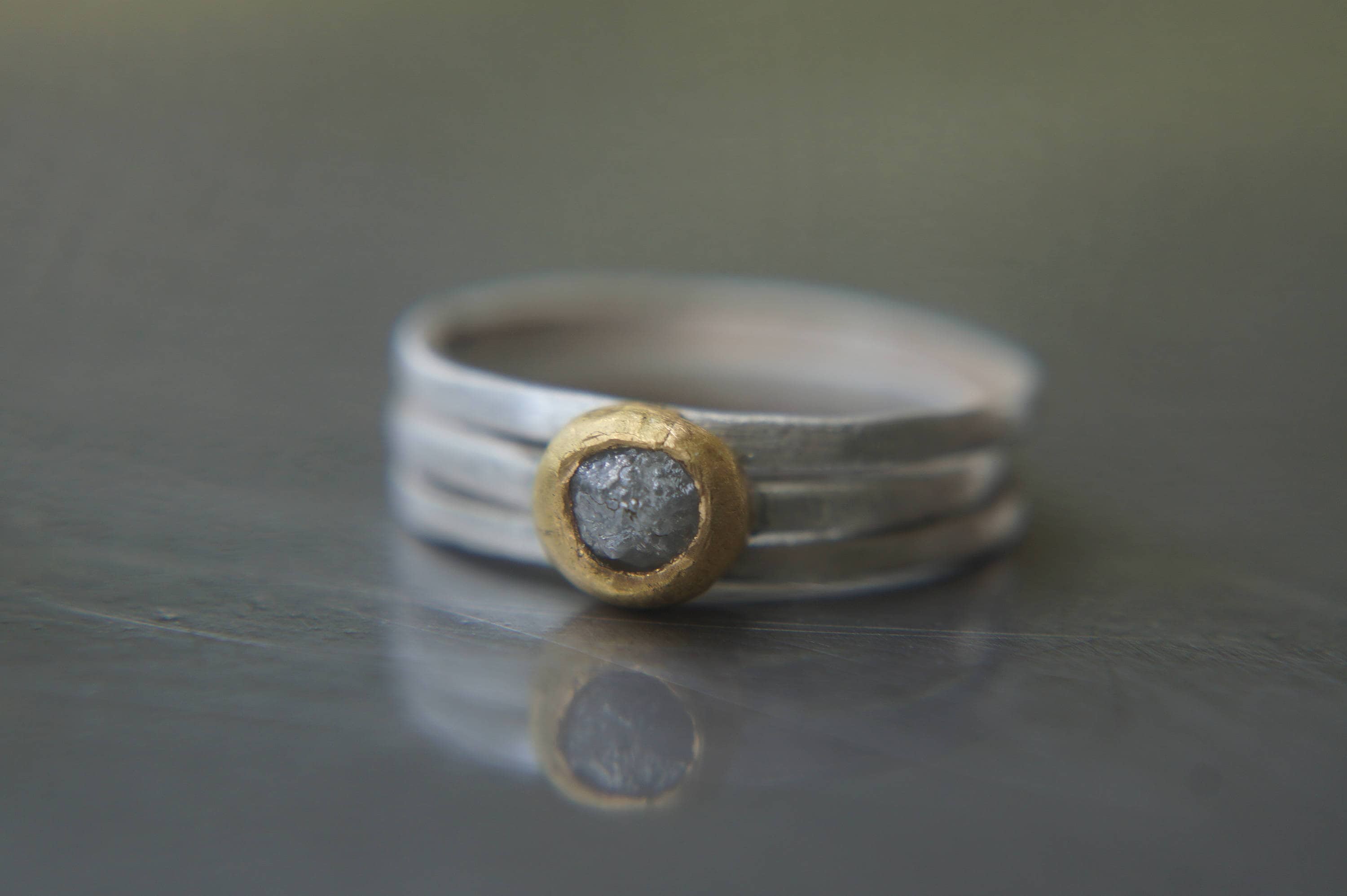 Rough diamond ring-stacking rings set-yoavgefen-raw diamond | Etsy