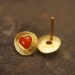 Solid 22k Gold//red Heart Earrings//22k Gold Studs// 22k Gold - Etsy