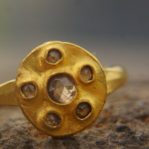 24k Diamonds Statement Ring//24k Diamond Ring//unique Diamond Gold Ring ...