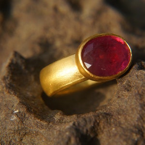 24k Gold Ruby Ring//24k Gold Ring//solid Gold Ring//red Gem Ring//24k ...