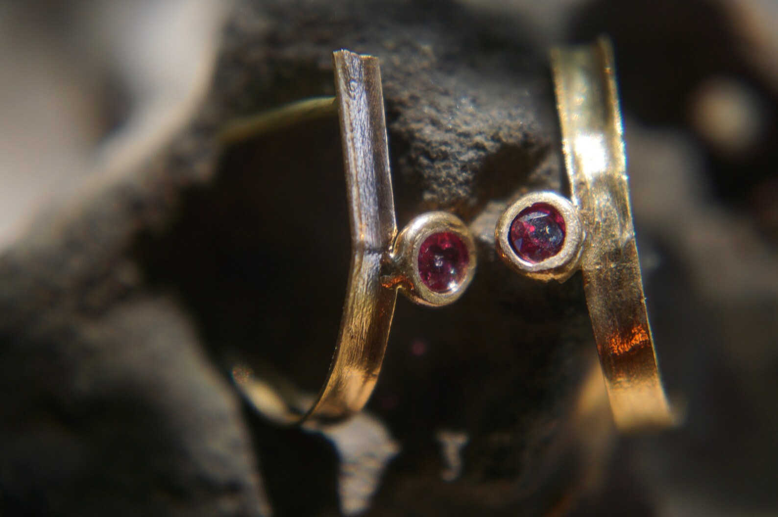 Rose Gold ruby hoops//hoop ruby Earrings//rose gold hoops// | Etsy