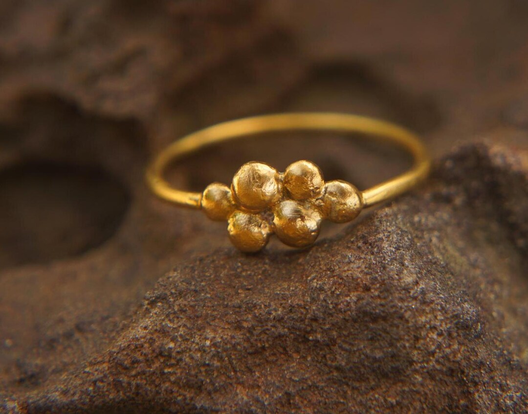 Tiny Nugget Gold Ring//gold Diamond Ring//unique Gold Nugget Engagement ...