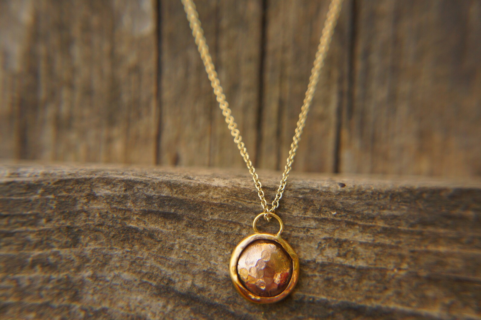 24k Gold and Rose Gold Round Pendant//basic Gold Necklace//24k Gold ...