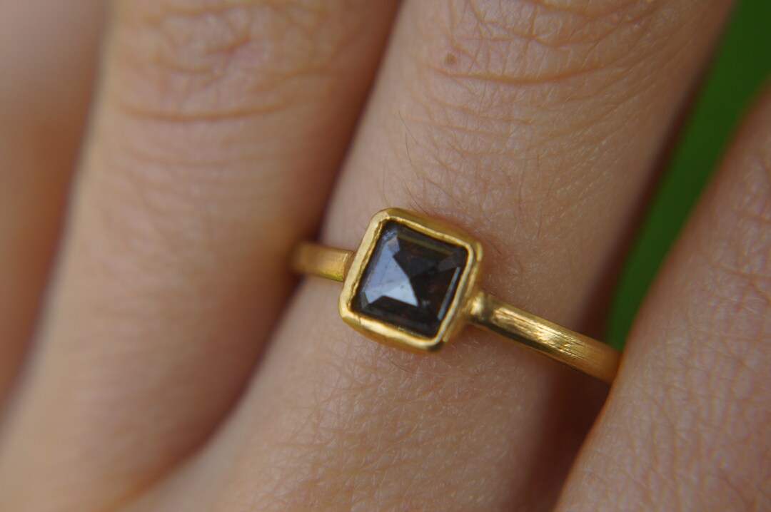24k Gold Square Diamond Ring//24k Diamond Ring//unique Diamond ...