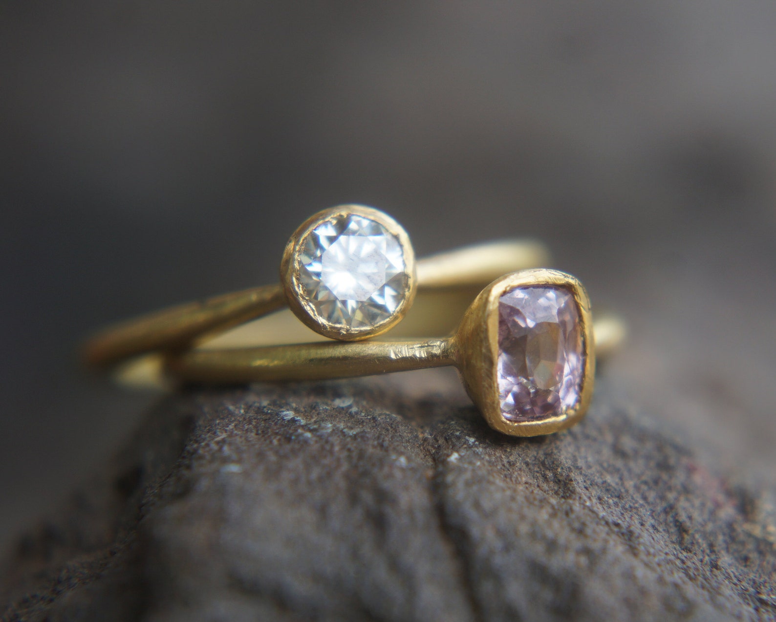 Gold Diamond Ring//24k Gold Diamond Ring//diamond Engagement | Etsy