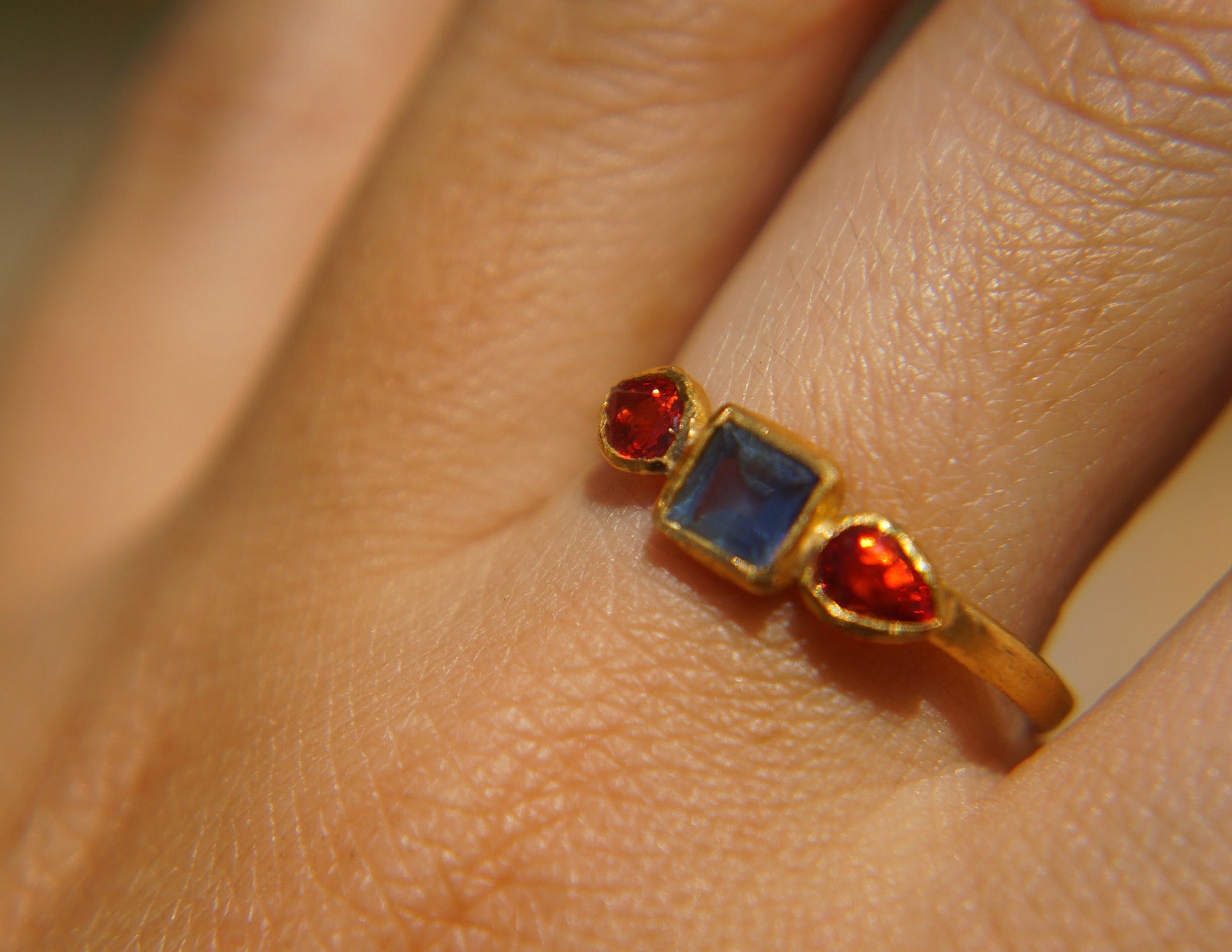 Red and Blue Sapphire Ring// Gold Sapphire Ring//blue Sapphire Gold ...