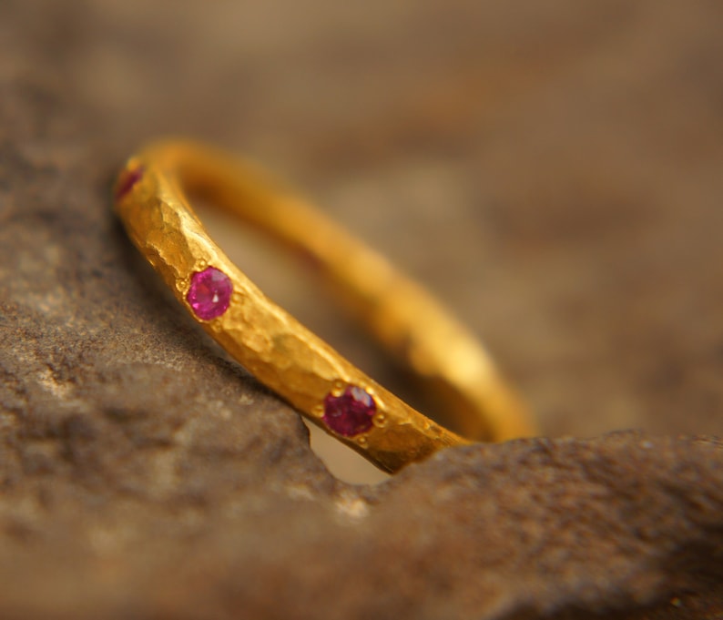 24k Ruby Ring //gold Ruby Ring//hammered Engagement Ring//24k - Etsy