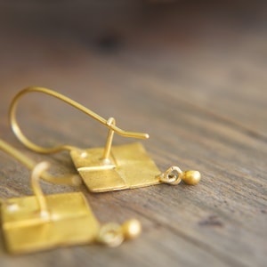 Artisan 24k Gold Square Dangles//solid Gold Square Earrings//artisan ...