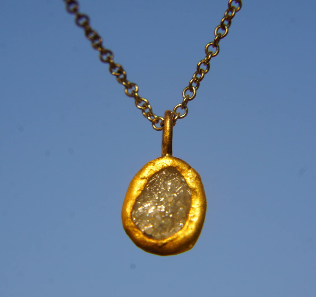 Solid 24k Gold Pendant//gold Charm Necklace//gemstone - Etsy