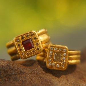 24K Gold Ruby Diamond Ring//gold Diamond Ring //24K Gold Ring// 24k ...