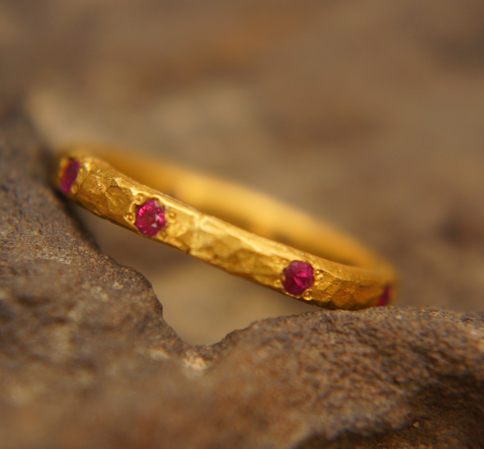 24k Ruby Ring //gold Ruby Ring//hammered Engagement Ring//24k - Etsy