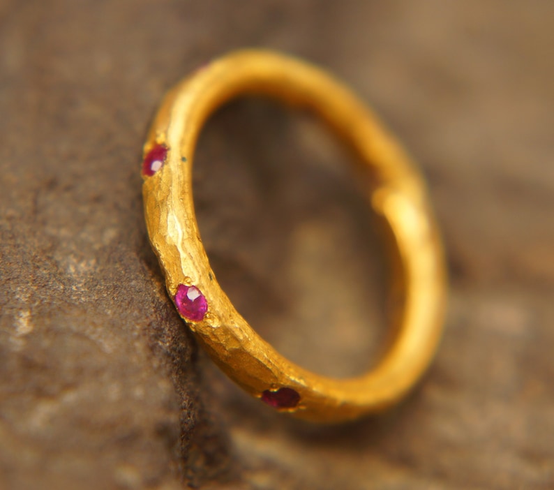24k Ruby Ring //gold Ruby Ring//hammered Engagement Ring//24k - Etsy