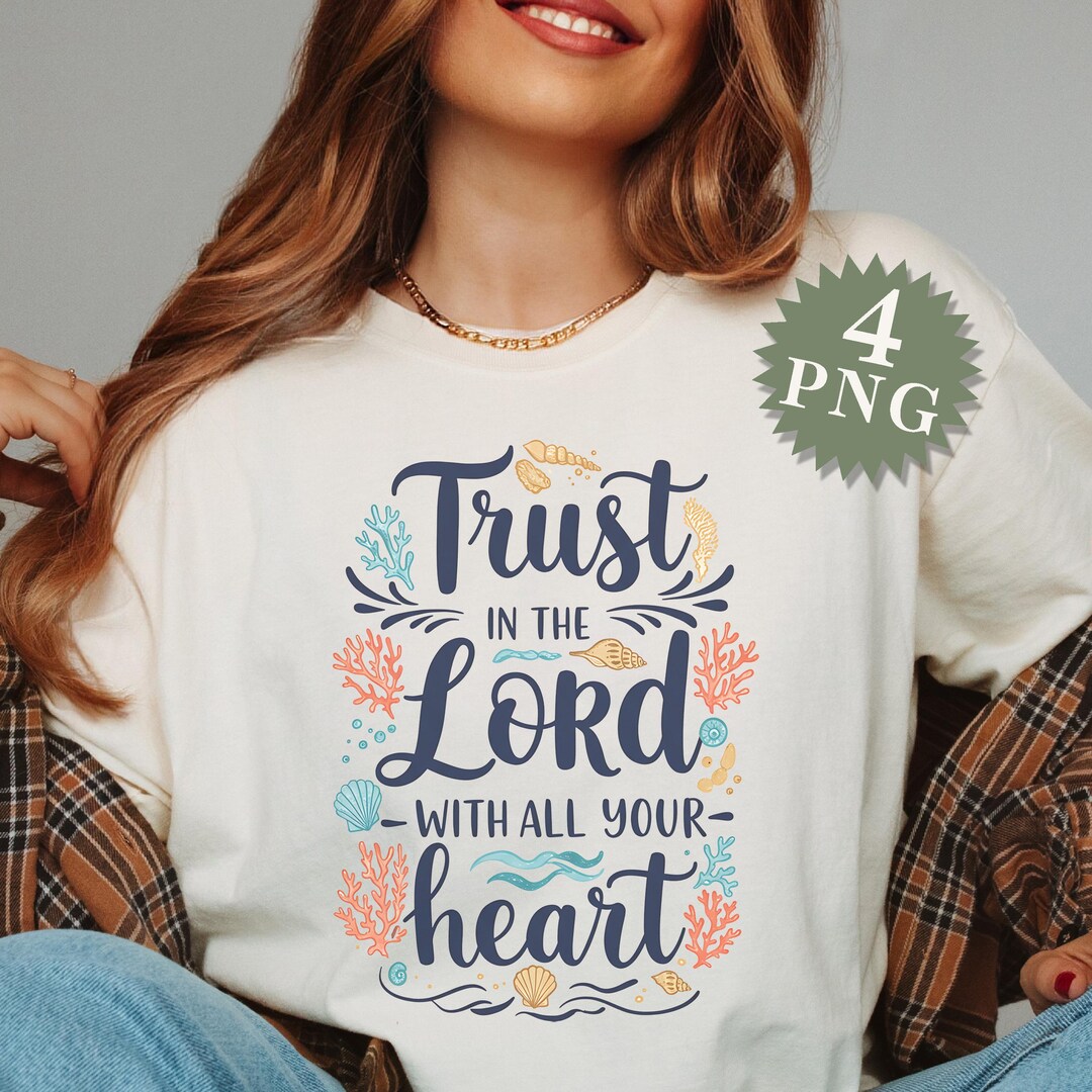 Trust in the Lord PNG | Proverbs 3 5 Ocean Theme | Christian Scripture Clipart Set | Coral Shell ...