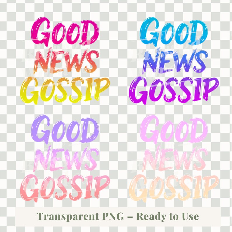 Good News Gossip PNG: Gradient Christian Clipart Set (digital Download ...