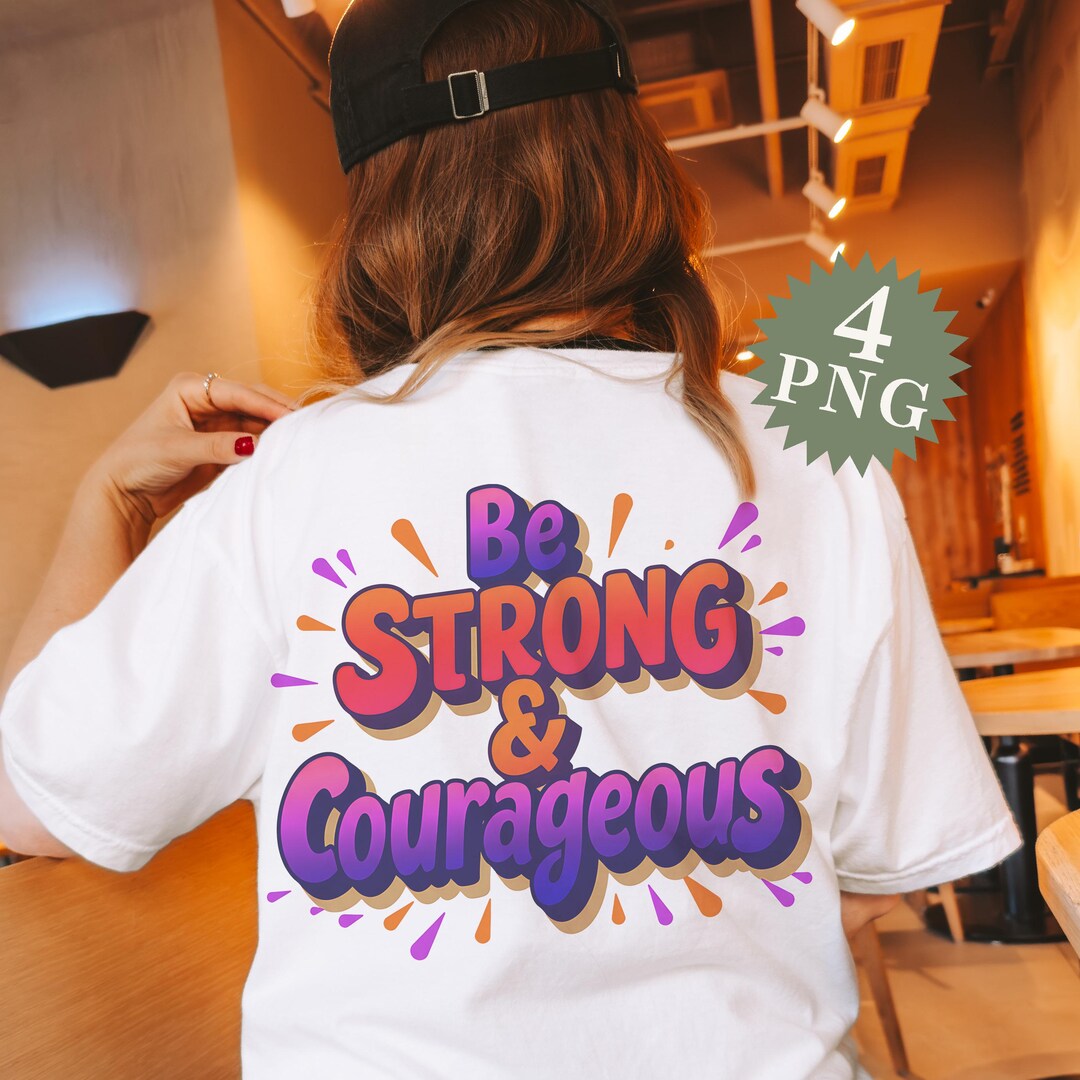 Be Strong Courageous PNG | Funky Gradient Text Clipart Set ...