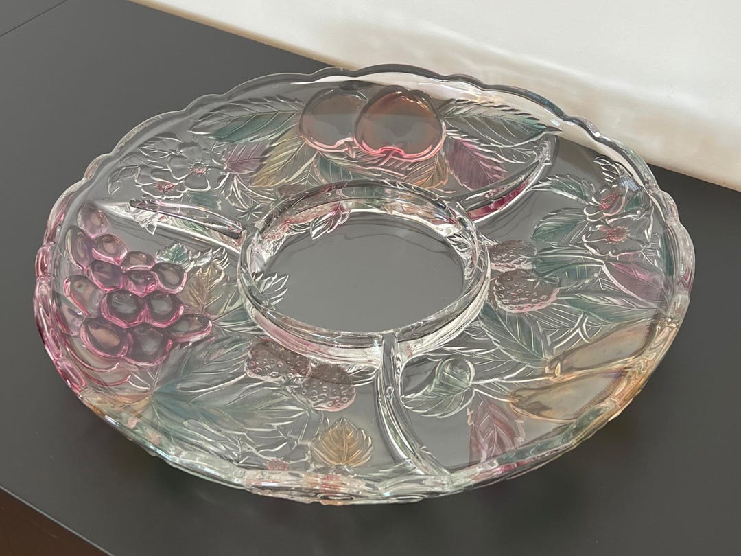Vintage Coloured Glass Tray - Wild Orchard by Savoir Vivre - Flowers ...