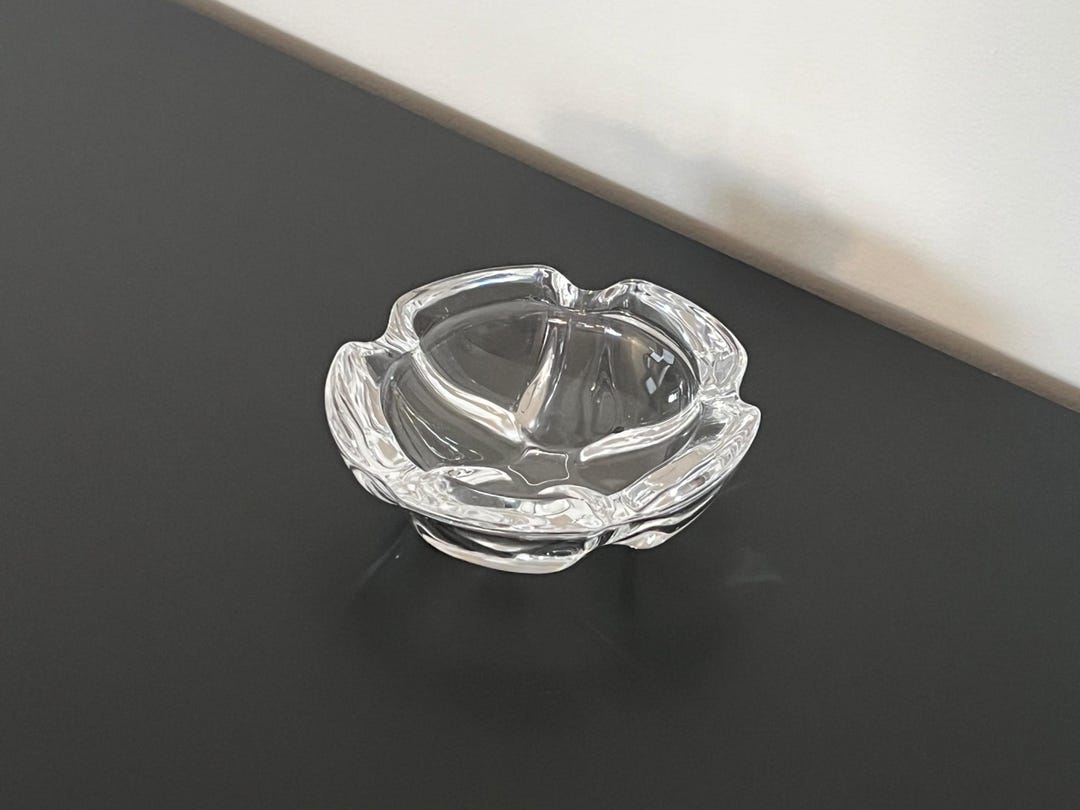 Vintage Flower Ashtray - 1970s Art Deco Daum France Heavy Crystal Clear ...