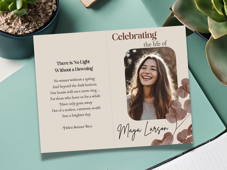 Editable Funeral Program LDS, Celebration of Life Program, Memorial ...