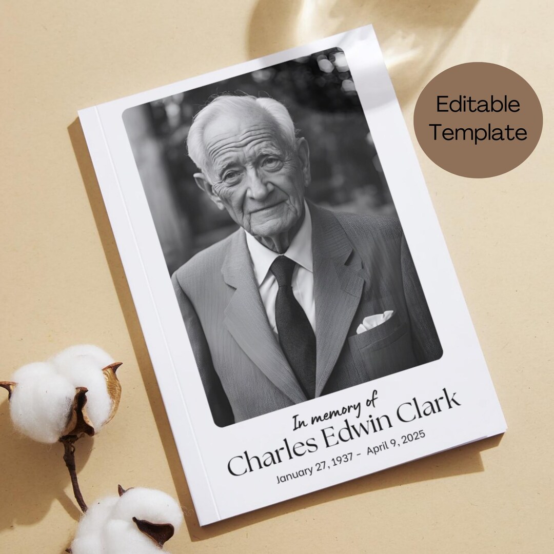 Photo Funeral Program Template for LDS Funeral Service, Memorial ...