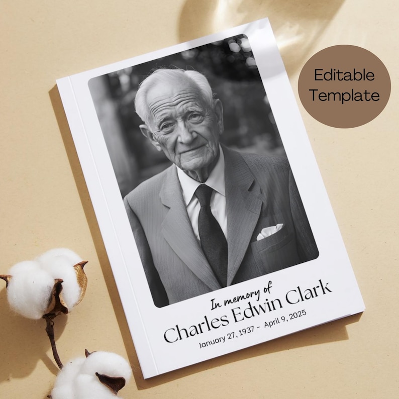 Photo Funeral Program Template for LDS Funeral Service, Memorial ...