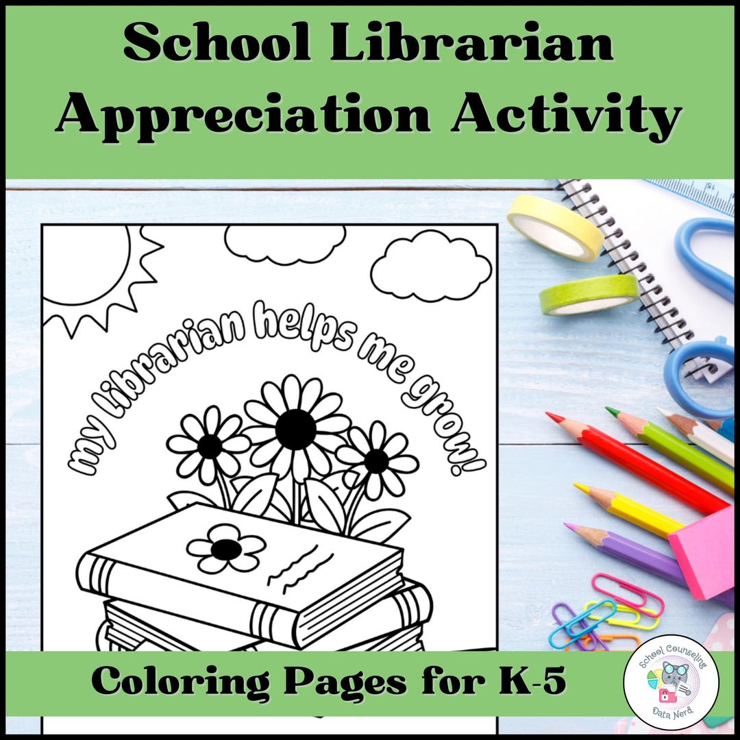 Librarian Appreciation Coloring Pages – PDF Printable Thank You ...
