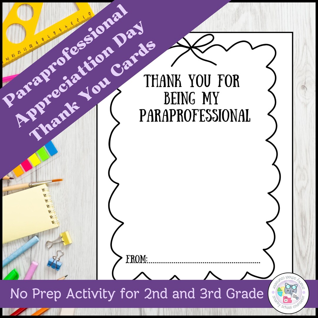 Paraprofessional Thank You Cards – Appreciation Gift for Classrooms ...