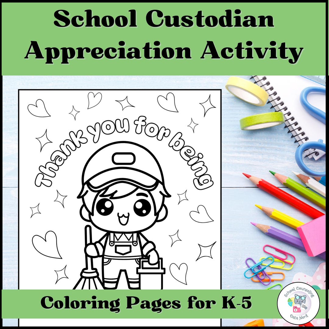 Custodian Appreciation Coloring Pages – PDF Printable Thank You ...