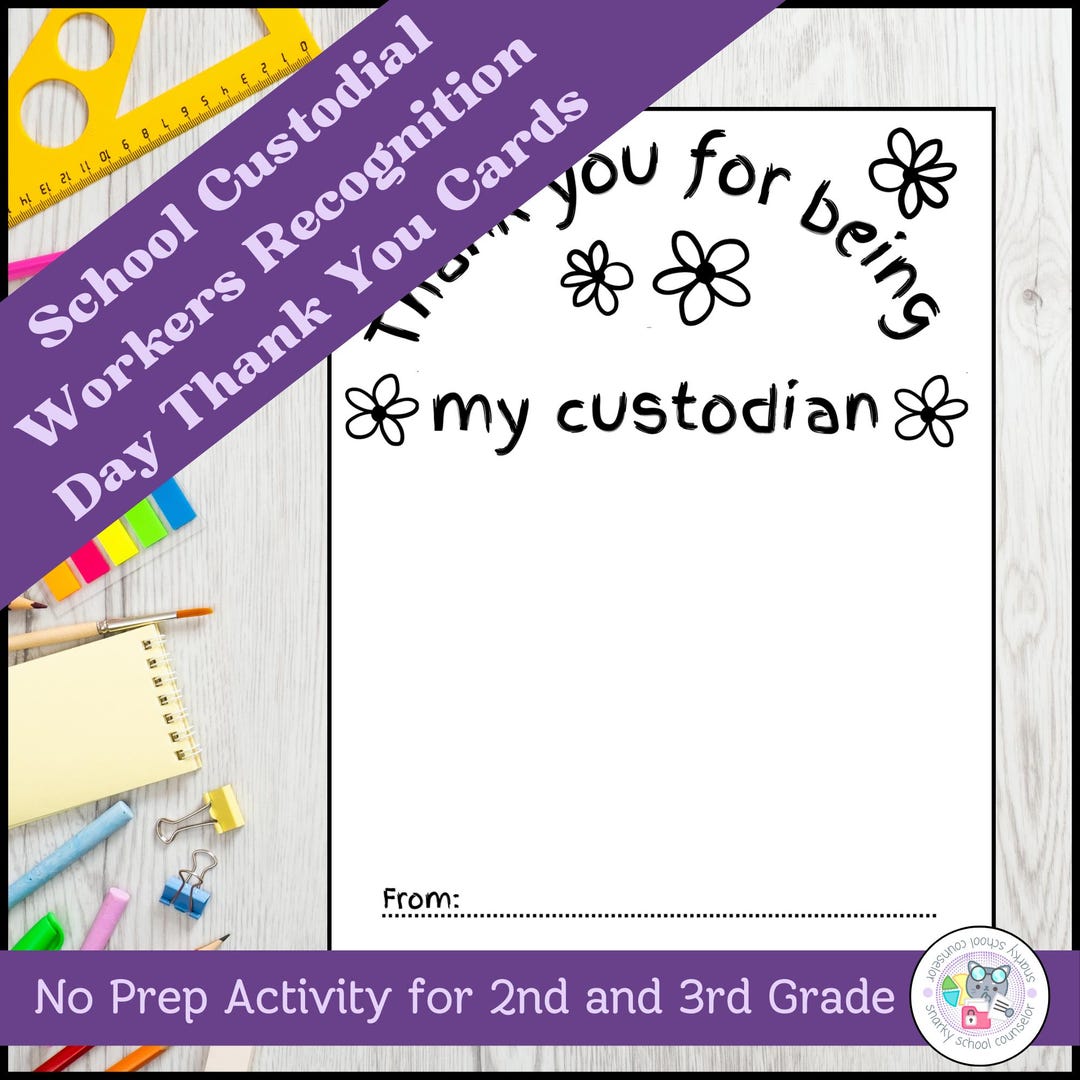 School Custodian Thank You Cards – Building Service Worker Appreciation ...