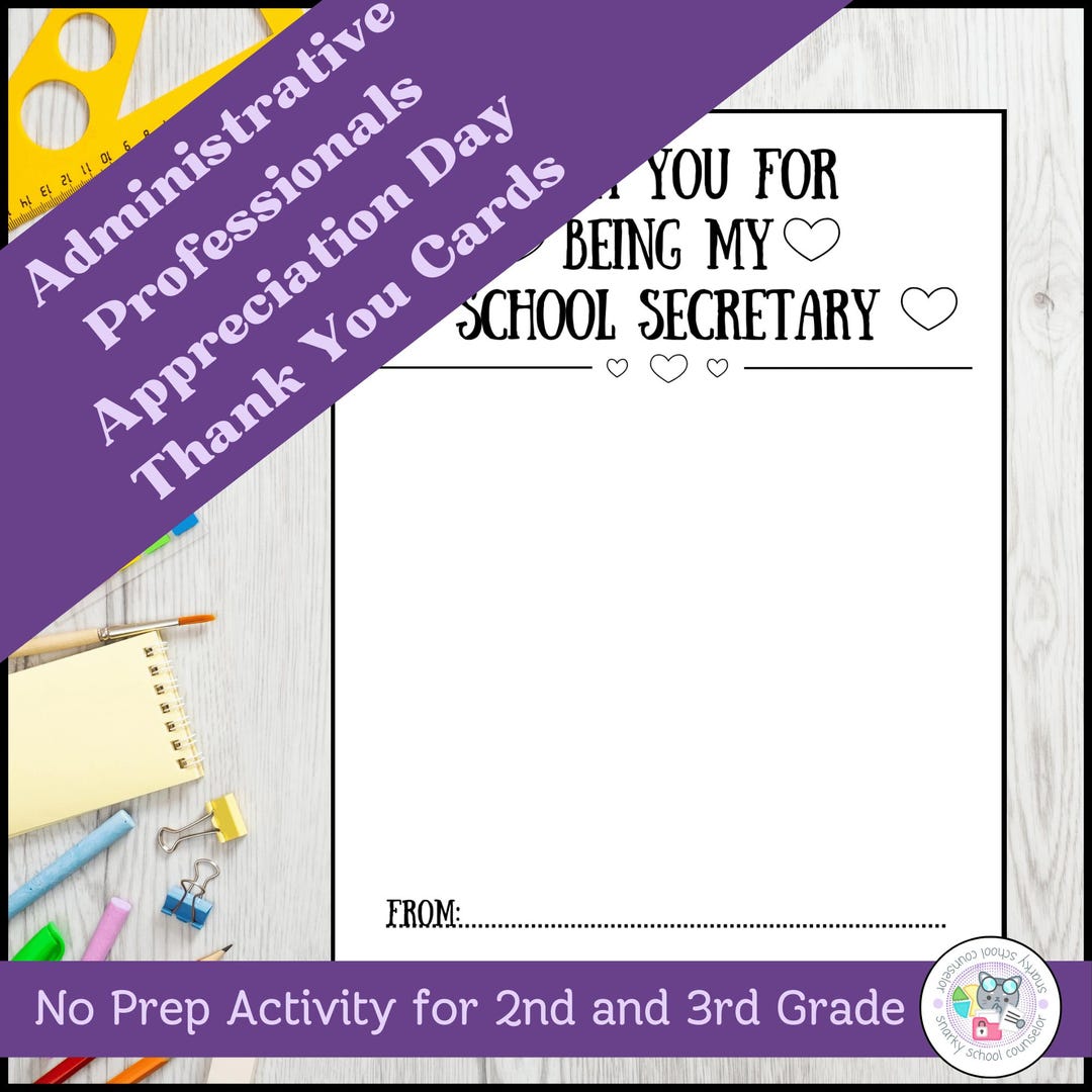 School Secretary Thank You Cards – Administrative Assistant ...
