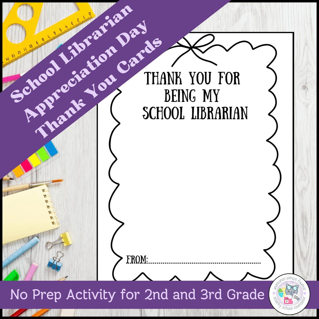 School Librarian Thank You Cards – School Librarian Appreciation Day ...
