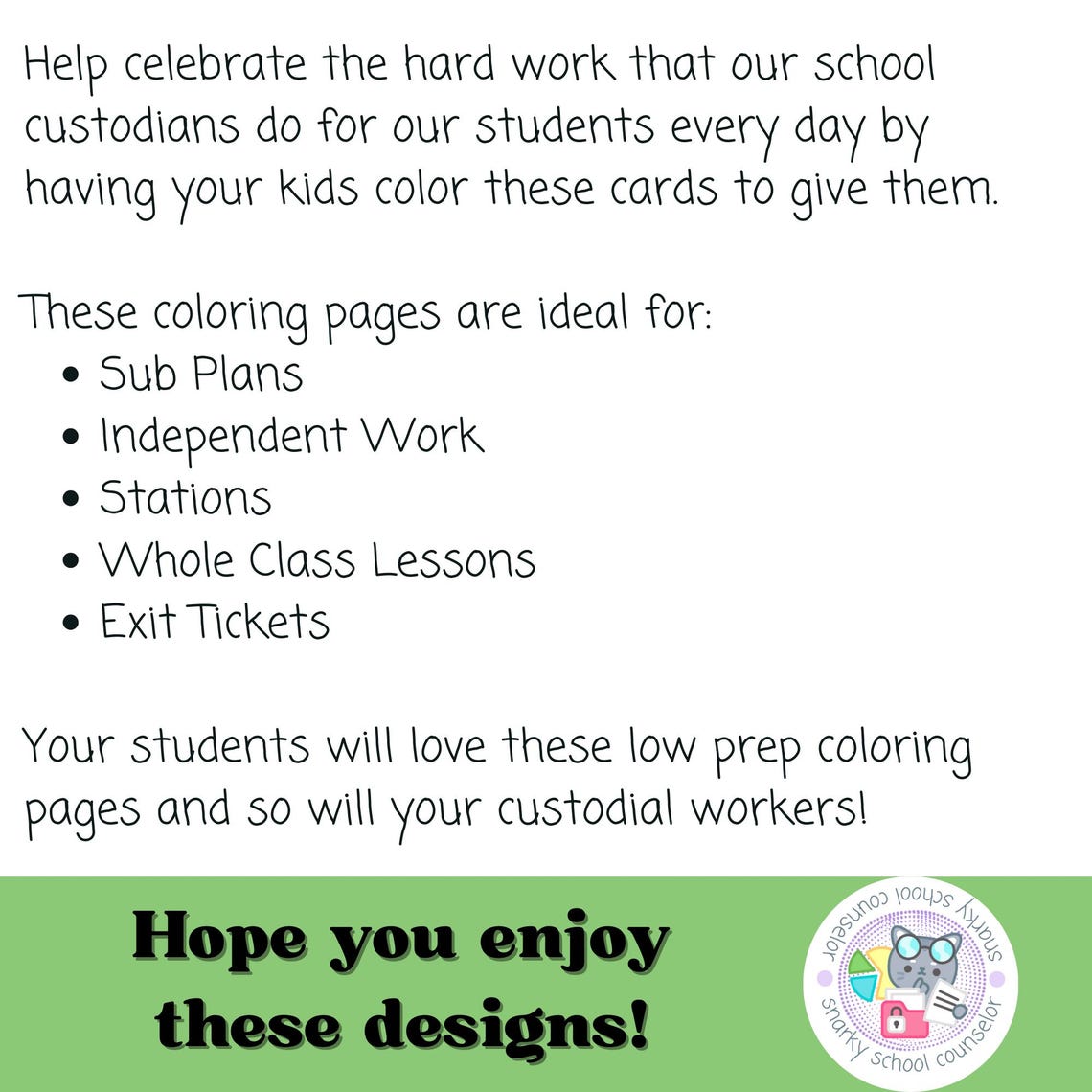 Custodian Appreciation Coloring Pages – PDF Printable Thank You ...