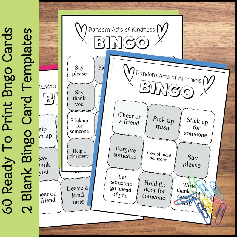 Random Acts of Kindness Bingo | Printable Bingo Cards for Kids ...