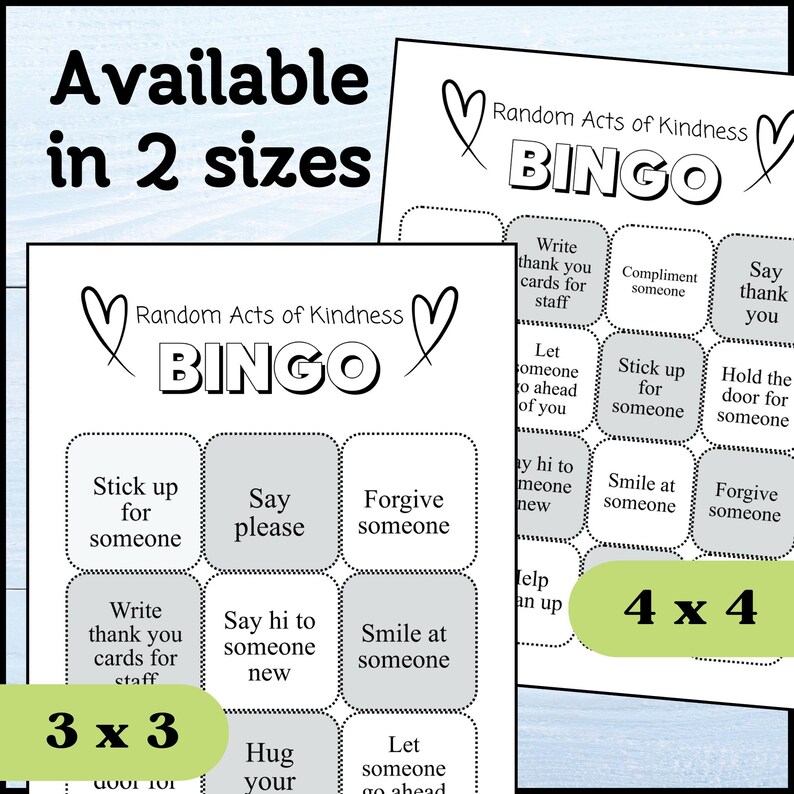 Random Acts of Kindness Bingo | Printable Bingo Cards for Kids ...