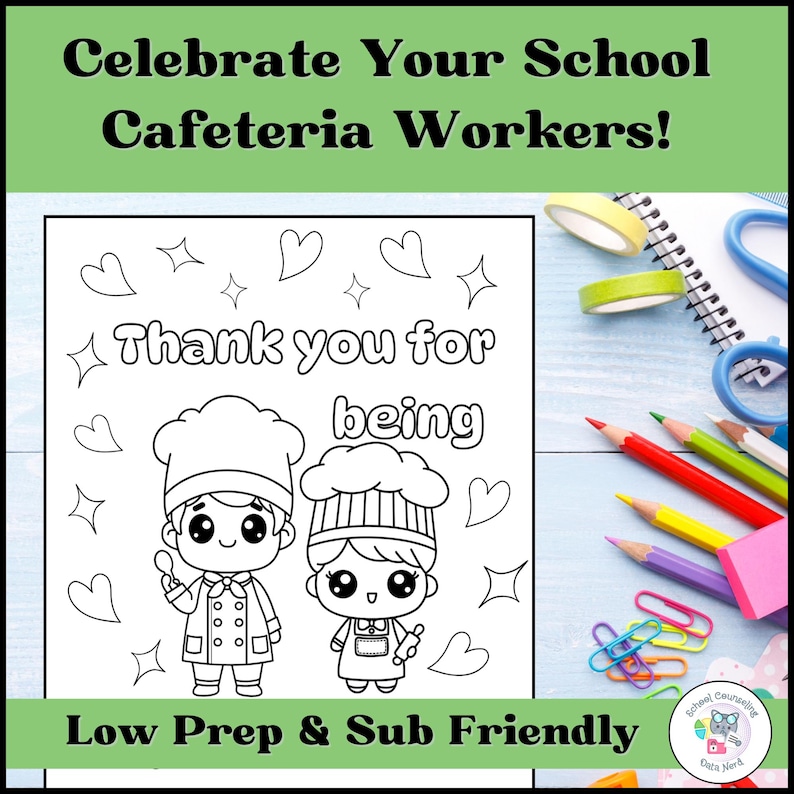 School Lunch Hero Appreciation Coloring Pages – PDF Printable Thank You ...