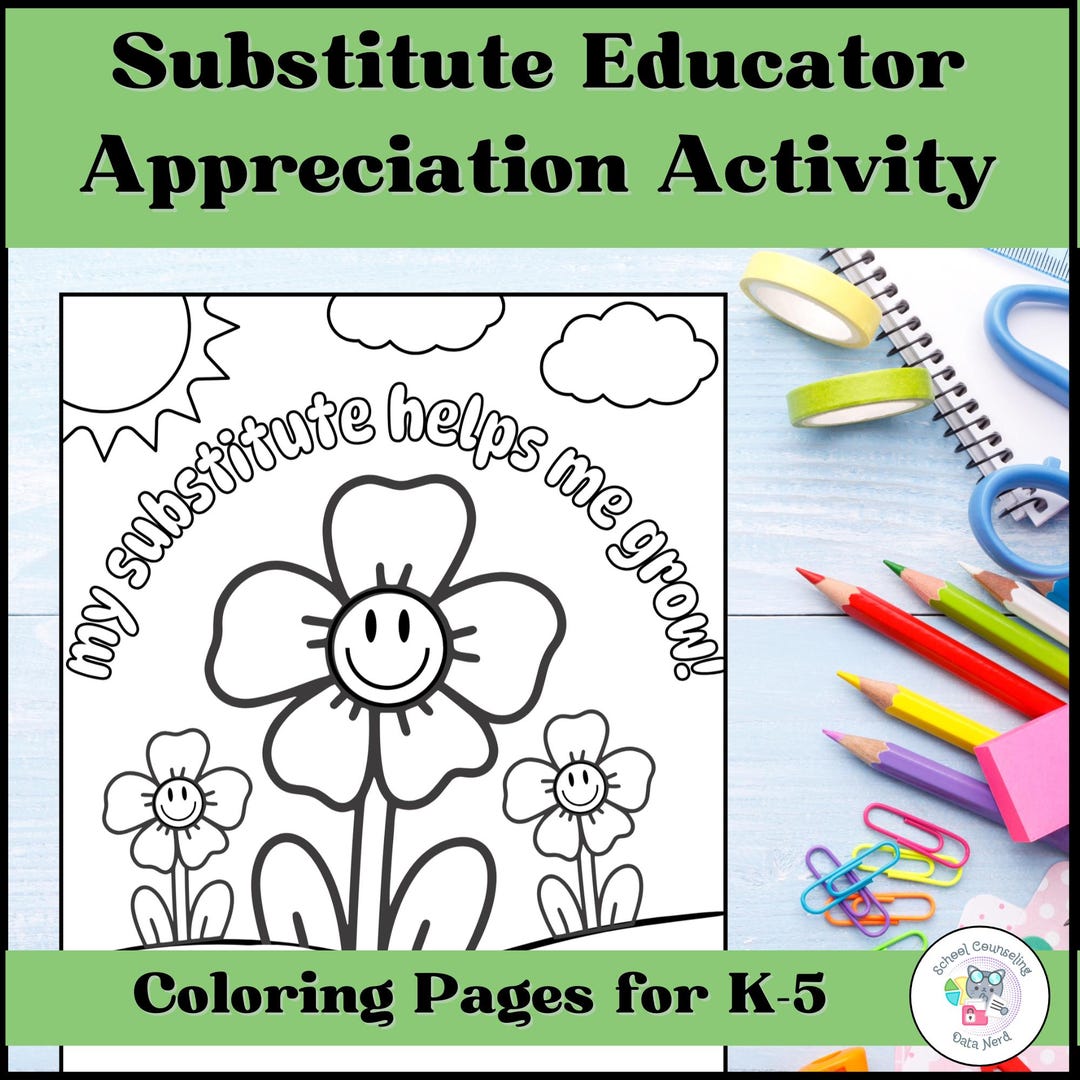 Substitute Appreciation Coloring Pages – PDF Printable Thank You ...