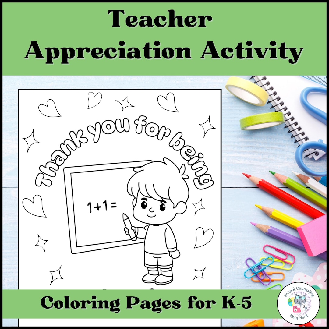 Teacher Appreciation Coloring Pages – PDF Printable Thank You Activity ...